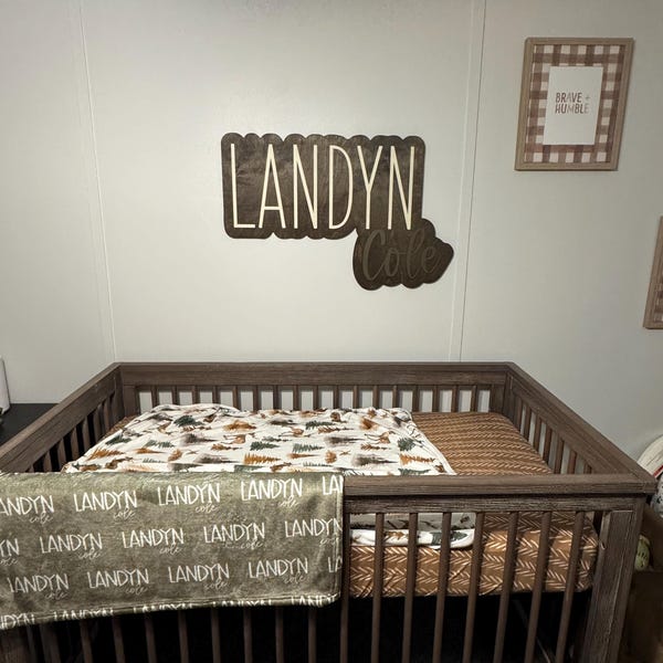 Large Wood Name Sign, Nursery Name Sign, Boho Nursery Sign , Above Crib ...