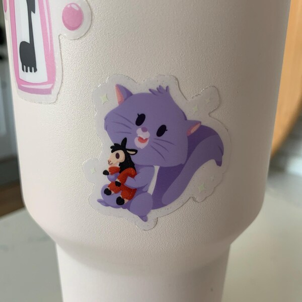 Yzma Cat With Kuzco Llama Plushie Transparent Sticker/ Laptop iPhone ...