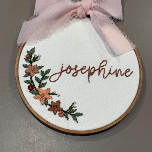 Hand Embroidered Name Hoop, Personalized Embroidery Hoop, Baby Name ...