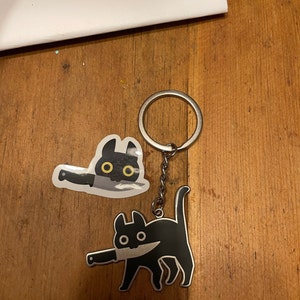 Knifecat Metal Keychain - Etsy