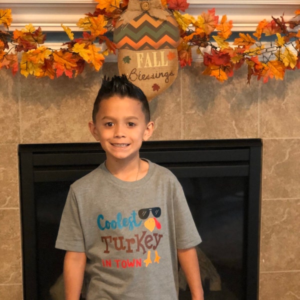 Coolest Turkey in Town Svg, Boys Thanksgiving Svg Dxf Eps Png, Boy ...