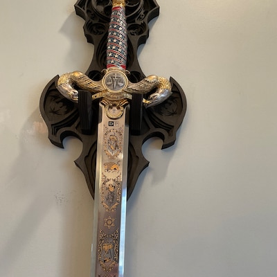 MJÖLNIR DRAGON Wooden Wall Mount for Hand and a Half Sword, LARP ...