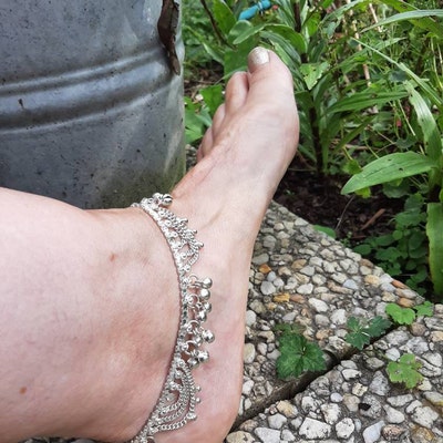 Traditional Indian Ethnic Silver Anklets, Indian Anklet With Vintage ...