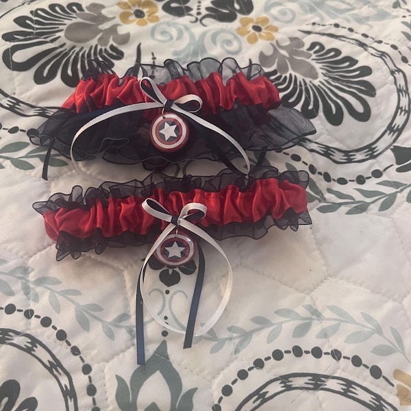 Handcuffs Navy Blue and Black Wedding Garter or Set - Something Blue ...