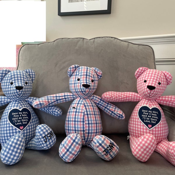 Memory Bear With Vest ,custom Made Keepsake Bearswith Memory Heart ...