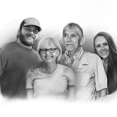 Add Deceased Family, Hand Drawn Charcoal Portrait, for Loved Ones ...