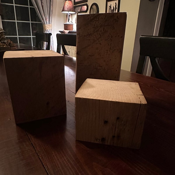 Wood Block Risers, Reclaimed Wood Riser, Farmhouse Decor, Plant Stand ...