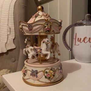 Pink Rose Musical Carousel Horse Musical Carousel Nursery - Etsy Canada