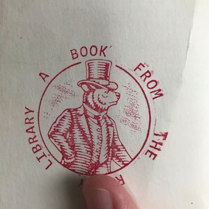 Custom Ex-libris Stamp Alligator and Woman Reading Book Illustration ...