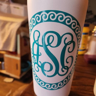 Monogram Vinyl Decal, Monogram Sticker Personalized Monogram, Circle or ...