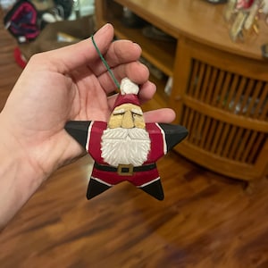 Hand Carved Wooden Folk Art Triangle Santa Claus Figure - Etsy