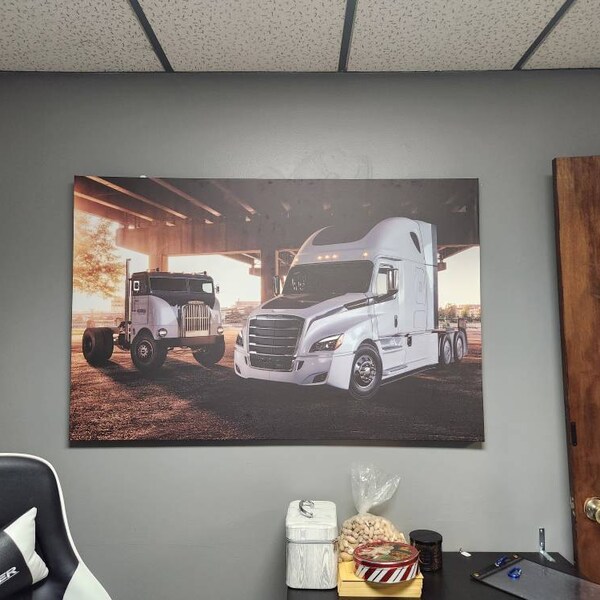 Freightliner Canvas Truck Decor Muscle Car Wall Art Truck Car Art ...