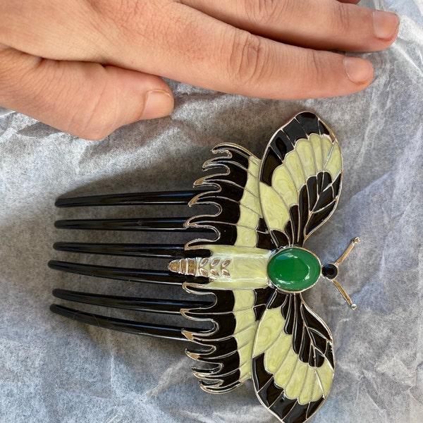Butterfly Hair Comb, Green Enamel, Titanic Inspired, Rose's Necklace ...
