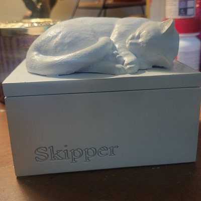 Custom Cat Urn With Sleeping Cat Statue Cover. - Etsy