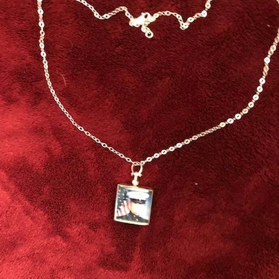 Square Glass Locket Sterling Silver Double Sided 8 - Etsy