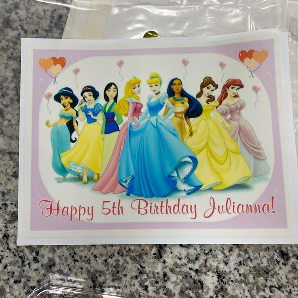 Princess Edible Cake Topper Licensed - 1/4 Sheet - Etsy