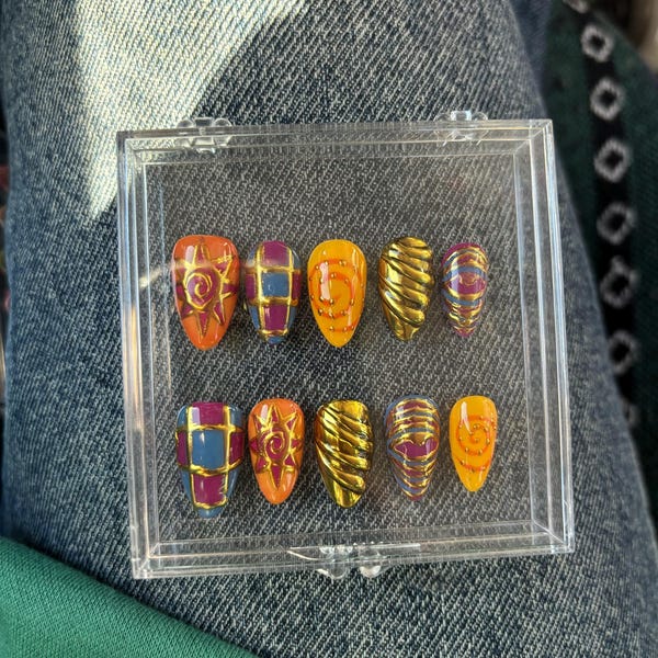 Jolyne Kujo Nails//press on Nails//cute Nails//anime Nails //JJBA Nails ...