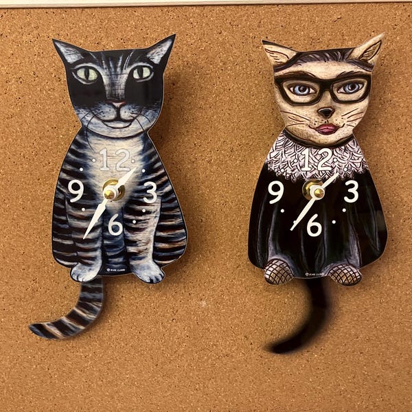 Teal Mini Cat Clock With Swinging Tail - Etsy