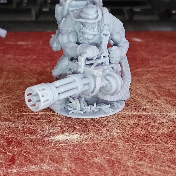 3d Printed Ork Commando With Minigun by Meshbrain Labs Miniatures - Etsy