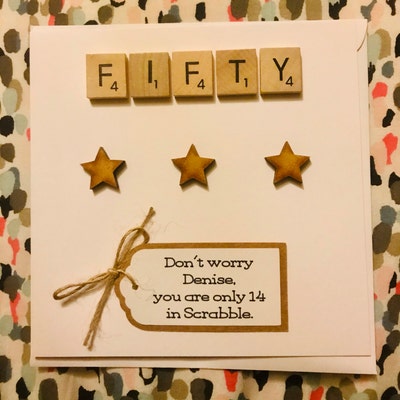 50th Birthday Card Wooden 50th Word Birthday Card 50th - Etsy UK
