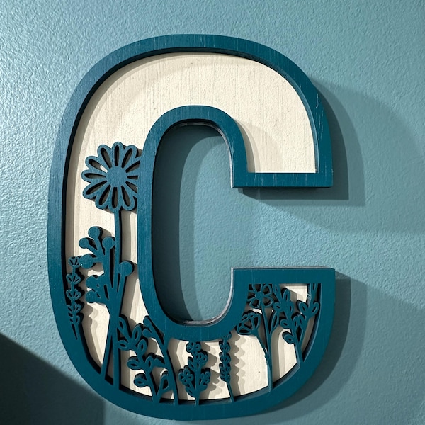 Wildflower Letter, Flower Initial, Floral Nursery Decor, Boho Decor ...