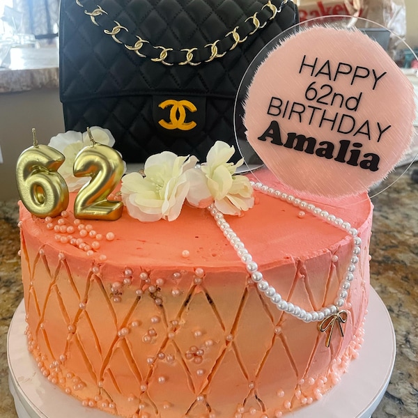 Light Pink Handbag Figurine Cake Topper With GOLD Chain - Etsy