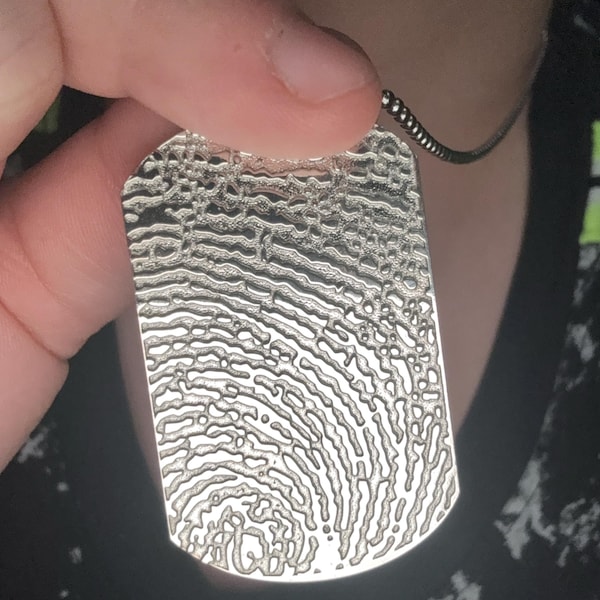 Custom Fingerprint Dog Tag Charm or Pendant, Fingerprint Dog Tags ...