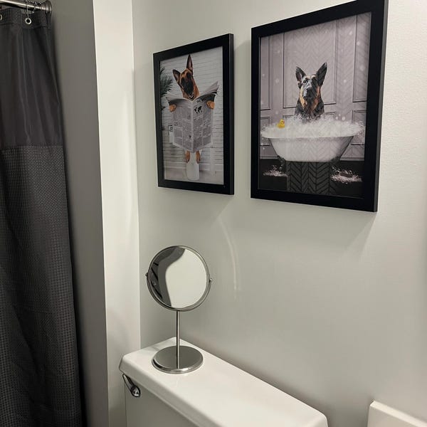 Custom Dog on Toilet Portrait, Personalised Pet Portrait Reading ...