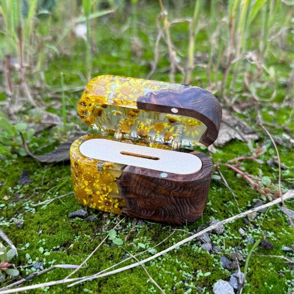 Unique Epoxy Ring Case, Wooden Proposal Ring Box, Engagement Ring Box ...