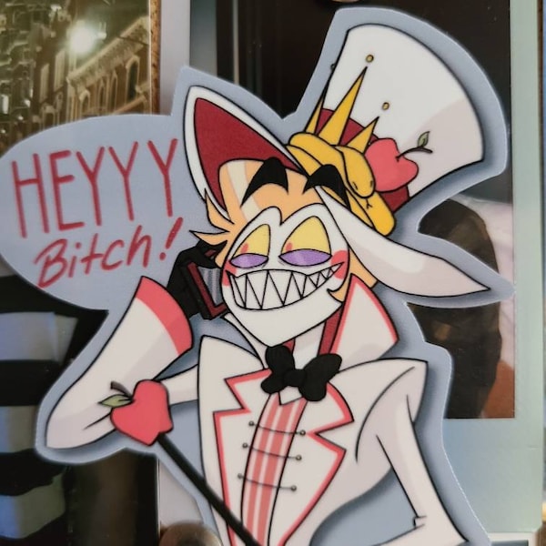 Heyyy Bitch Lucifer Sticker | Hazbin Hotel Sticker | Gloss Sticker ...