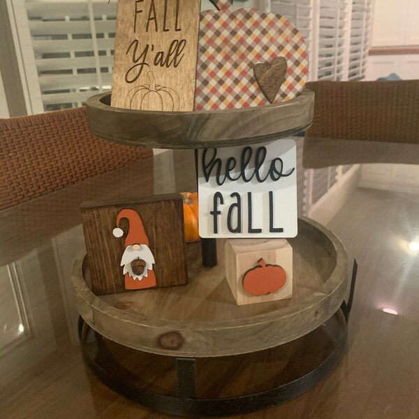 Fall Tiered Tray Set | Tiered Tray Decor | Mini Sign Set for Trays ...