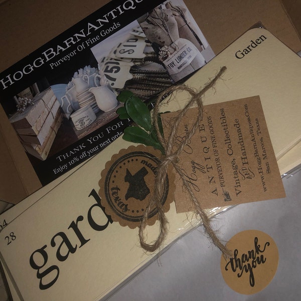 GARDEN Flash Cards LARGE Vintage Inspired Word Flashcard SET of 8 ...