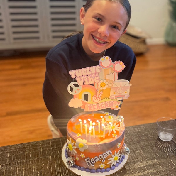 Groovy Cake Topper, Hippie Cake Topper, Groovy Birthday Party, Five is ...