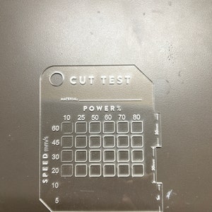 Laser Cutting & Engraving Test Cards, Versions for 5w, 10w, 20w, 40w ...