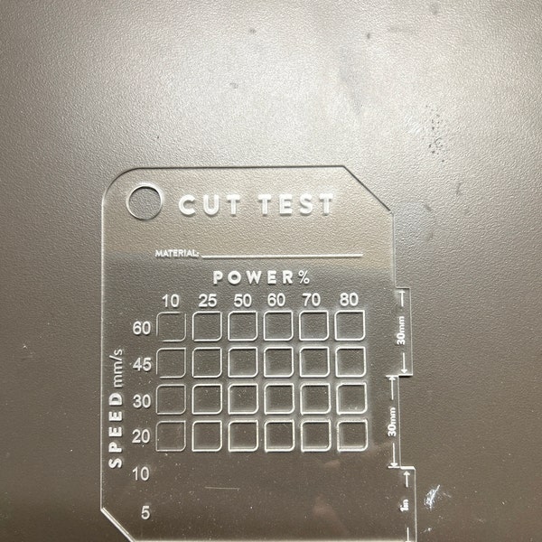 Laser Cutting & Engraving Test Cards, Versions for 5w, 10w, 20w, 40w ...
