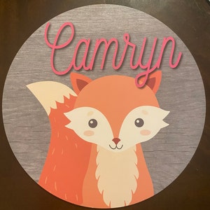 Baby Fox Sign, Nursery Name Sign, Fox Baby Decor, Fox Nursery Decor ...