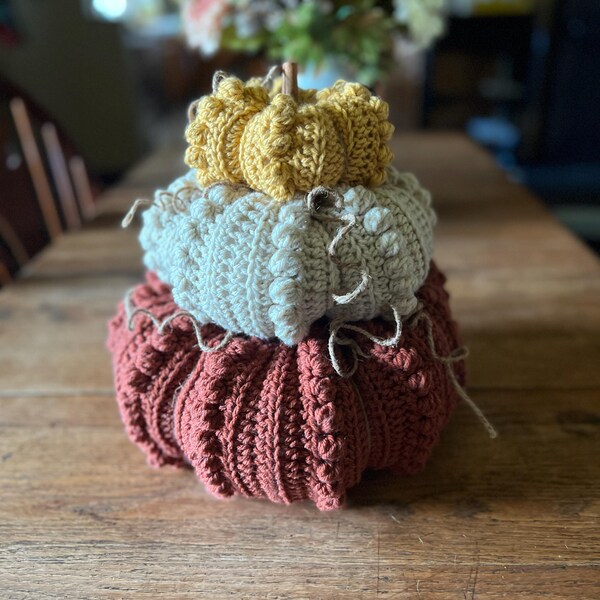 CROCHET PATTERN Farmhouse Bobble Pumpkin Crochet Pattern, Instant ...