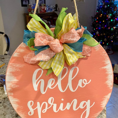 Hello Spring Door Hanger. Spring Decorations. Spring Door Decor. Spring ...