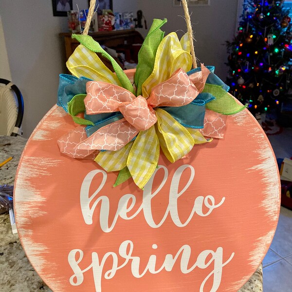 Hello Spring Door Hanger. Spring Decorations. Spring Door Decor. Spring ...