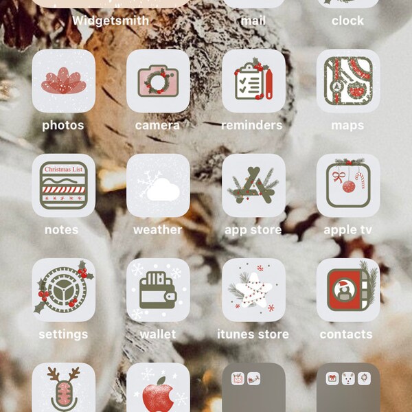 Christmas Ios App Icons Winter App Icons iPhone Christmas Ios14 ...