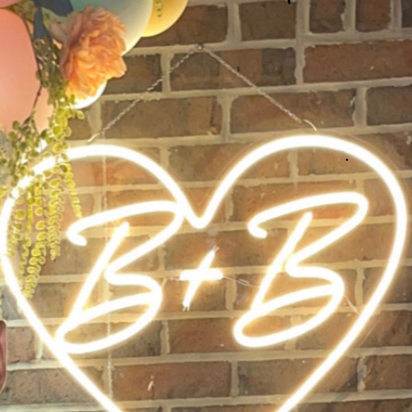 Custom Initials Neon Sign - LED Neon Sign, Wedding Neon Sign - Etsy