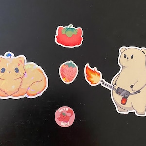 Lemon Cat Sticker Lemon Loaf Holographic Sticker Cute Cat Cat Sticker ...