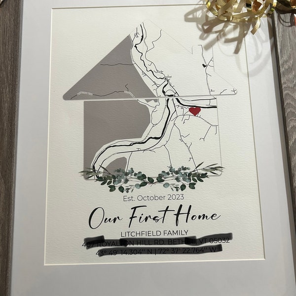 Custom Home Map, First Time Home Buyer, Personalized Housewarming Gift ...