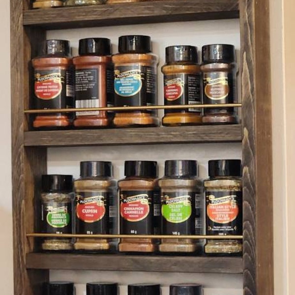 Free Delivery 13 Wide Brass Rod Spice Rack Wall Mounted or Countertop ...