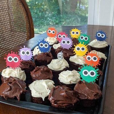 Quarantine Birthday Party Cupcake Toppers Germ Virus Theme Party ...