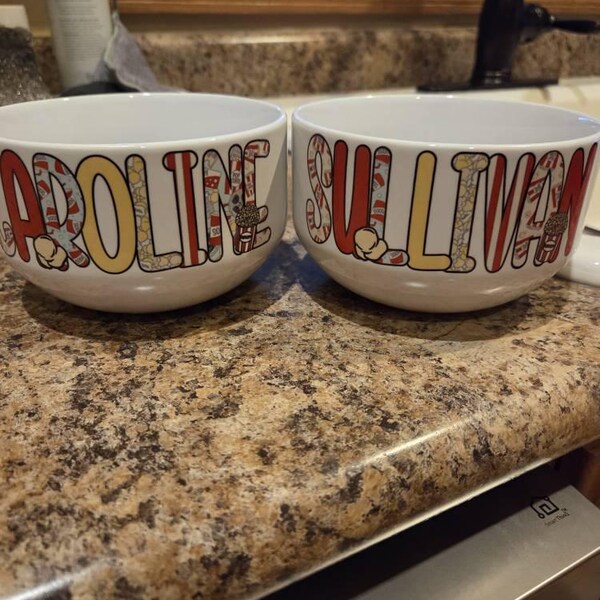 Personalized Popcorn Bowl | Custom Family Snack Bowl | Unique Gift for ...