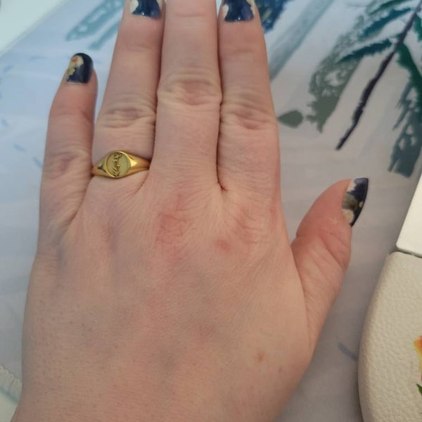 14K Gold Birthstone Ring, Birth Flower Ring, Gold Ring, Custom Floral ...