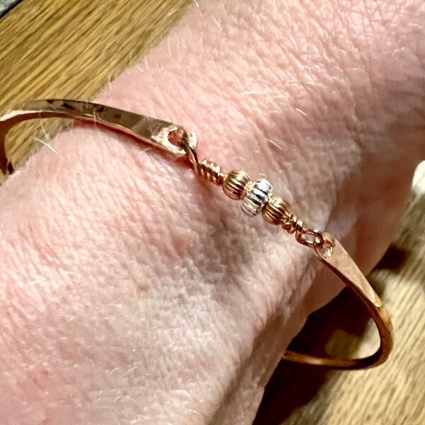 Copper Dropper Earrings, Copper and .925 Sterling Silver, Hand Forged ...