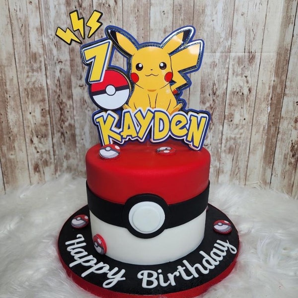 Pikachu Cake Topper, Pokemon Cake Topper, Pokemon Birthday Party ...