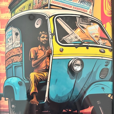 Indian Desi Wall Art Print Poster Bombay Auto Rickshaw, Indian Pop Art ...